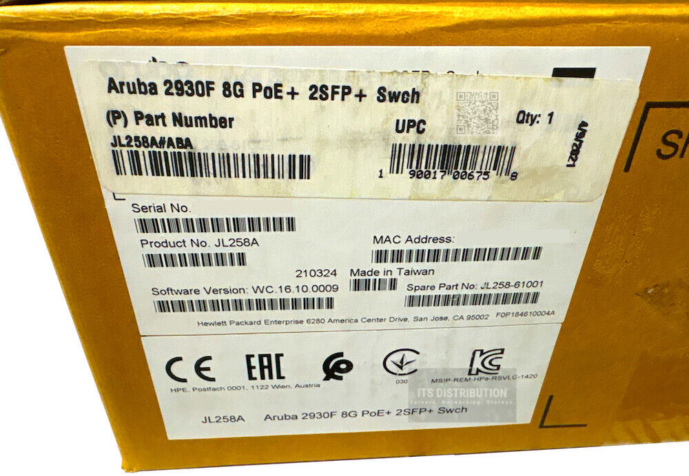 JL258A I Open Box HPE Aruba 2930F 8G PoE+ 2SFP+ Switch – IT Source ...