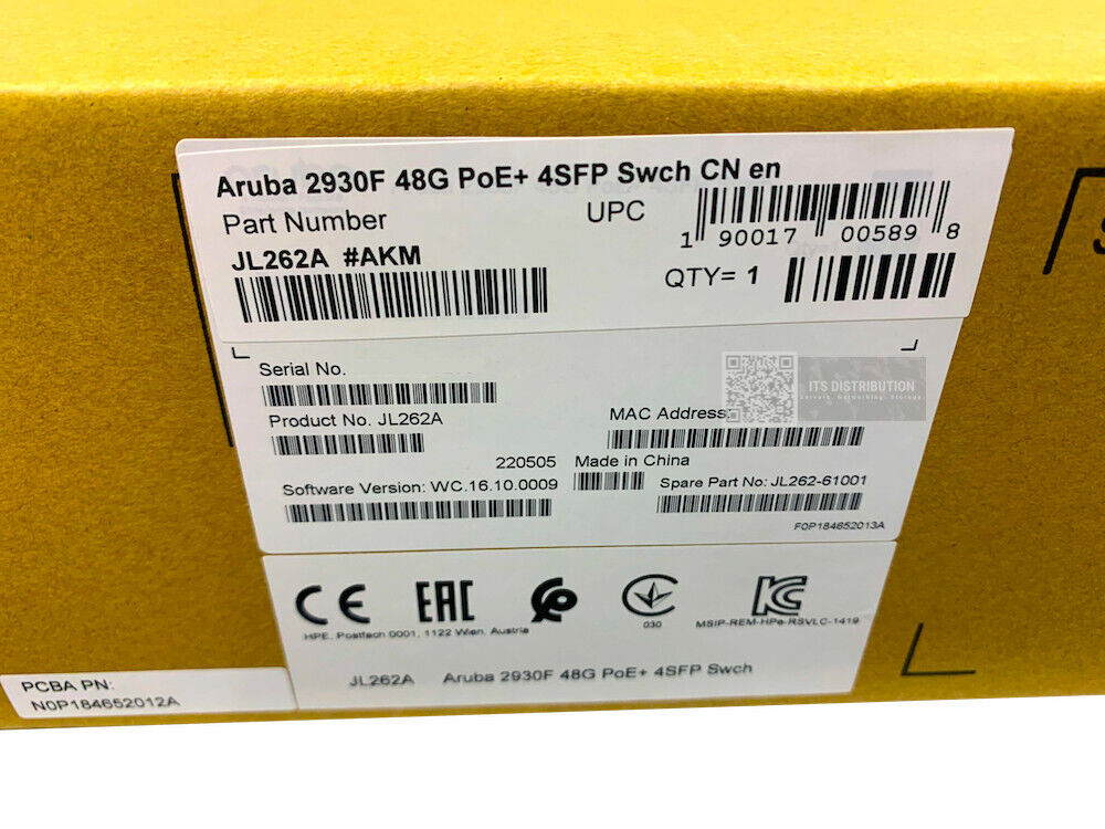 JL262A I Brand New HPE Aruba 2930F 48G PoE+ 4SFP Switch + J9583B Rail ...