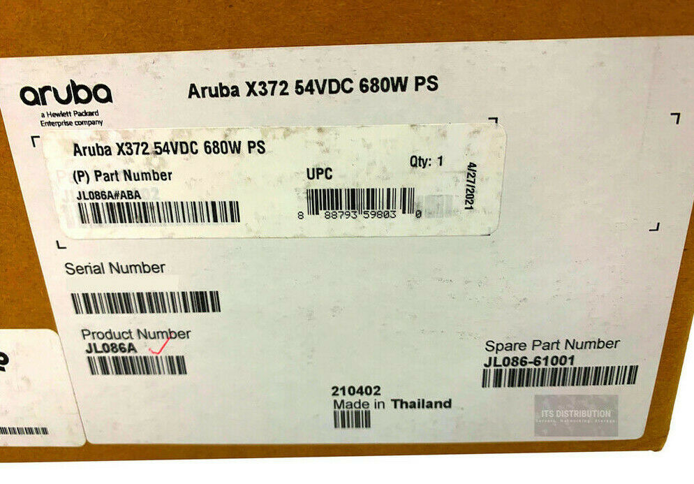 JL086A I Open Box HPE Aruba X372 54VDC 680W 100-240VAC Power Supply ...