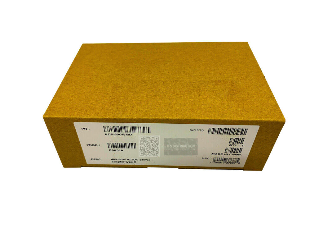 R3K01A I New HPE Aruba 48V/50W AC/DC Power Adapter ADP-50GR AP-AC2-48C ...